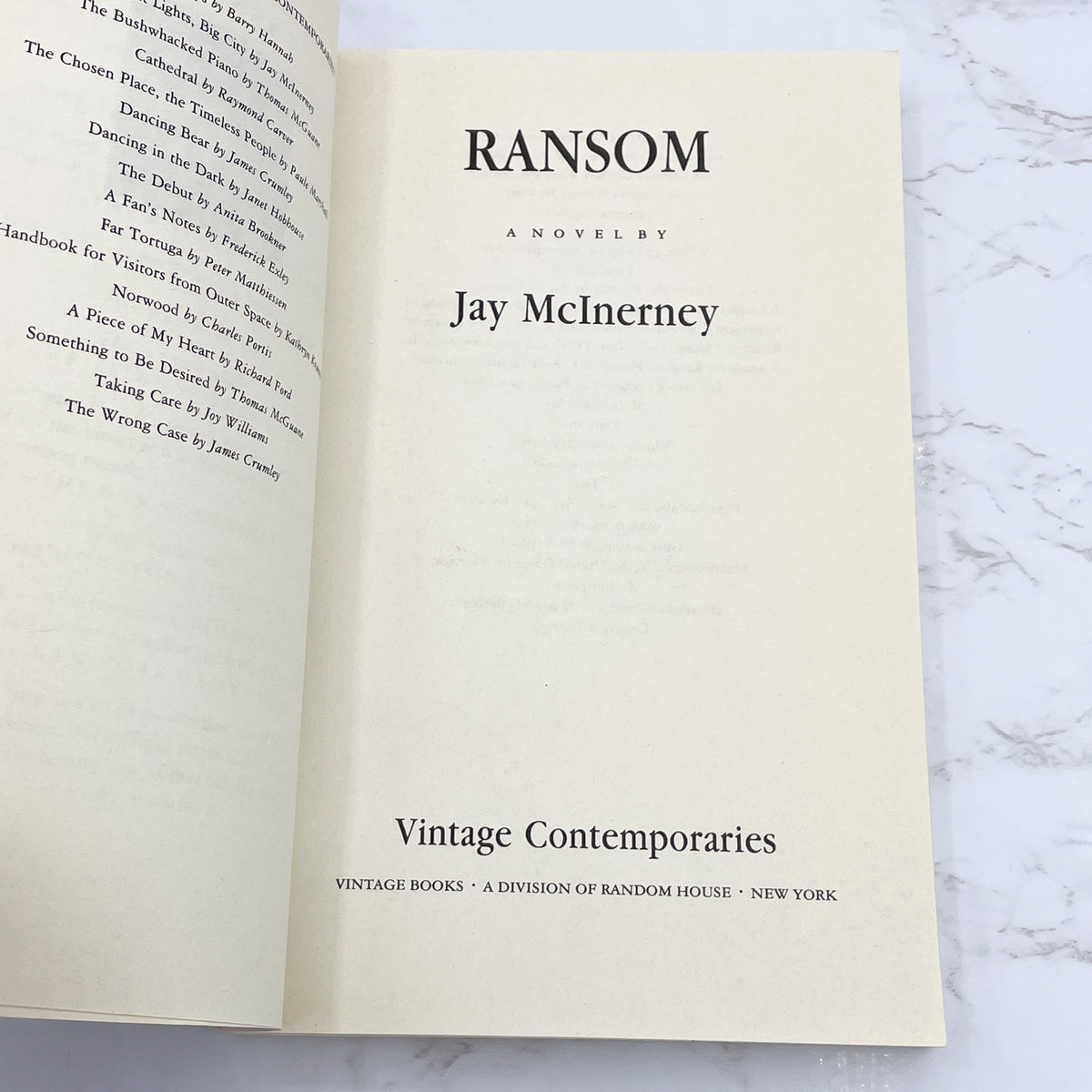 Ransom by Jay McInerey [FIRST EDITION • FIRST PRINTING] 1985 • Vintage