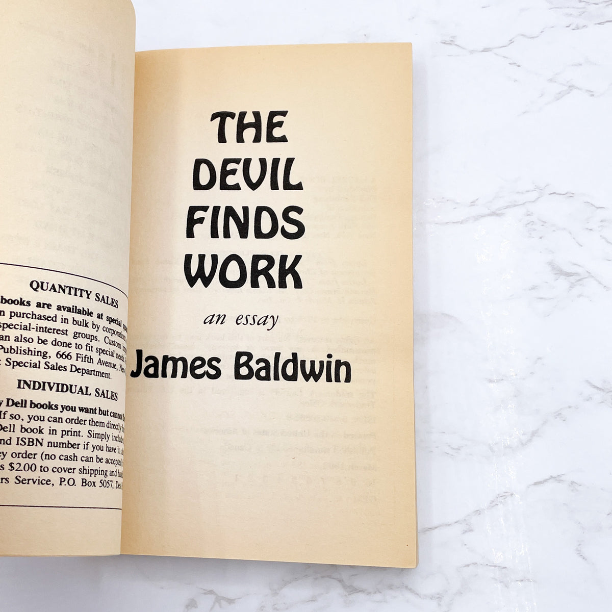 The Devil Finds Work: An Essay by James Baldwin [1990 PAPERBACK] • Del