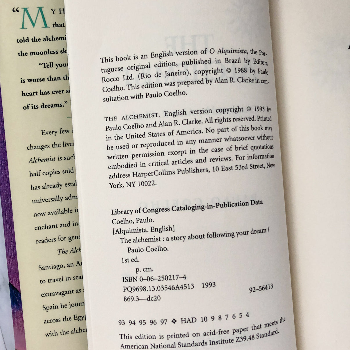 The Alchemist by Paulo Coelho [FIRST EDITION / 1993] – Bookshop Apocalypse