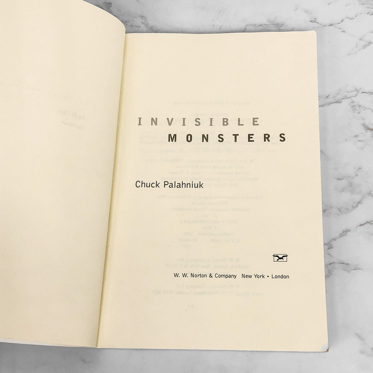 Invisible Monsters by Chuck Palahniuk [FIRST EDITION] 1999 • W.W. Nort