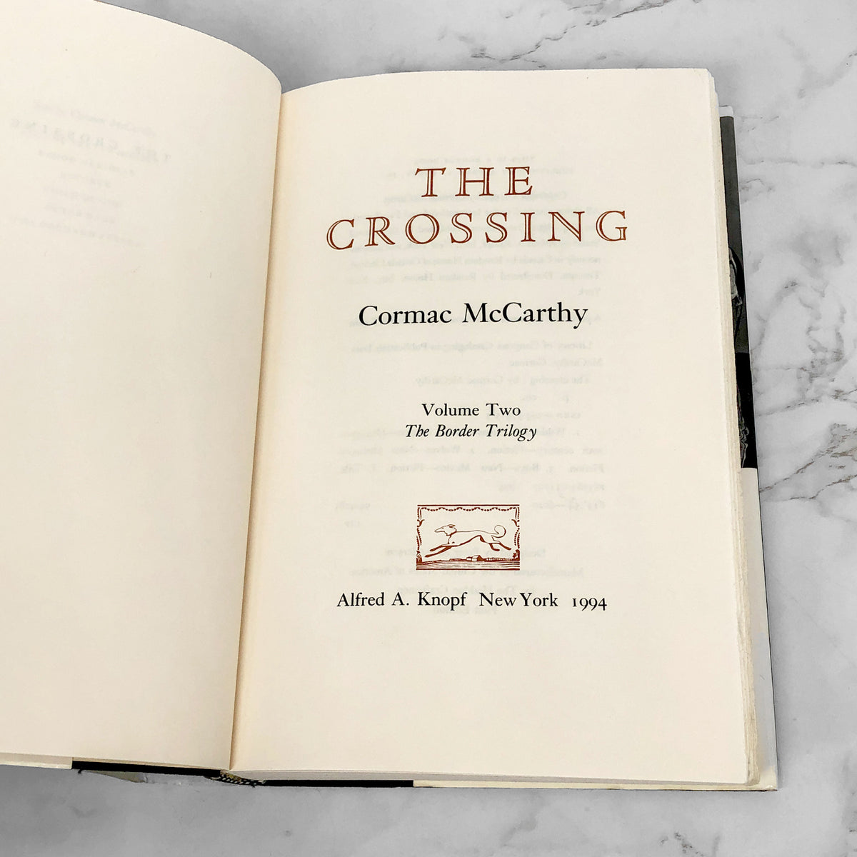 The Crossing by Cormac McCarthy [FIRST EDITION • FIRST PRINTING] 1994