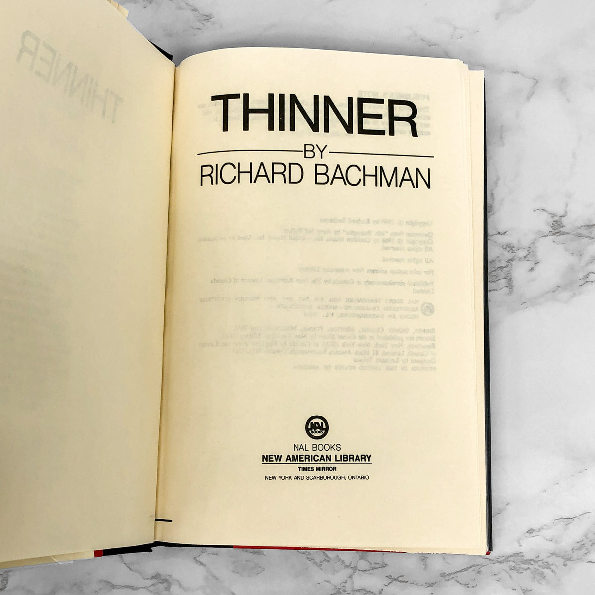 Thinner by Richard Bachman "aka Stephen King" [1984 HARDC...